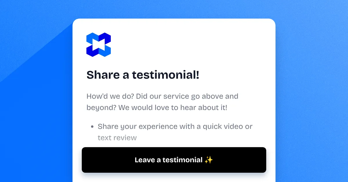 Share a testimonial!
